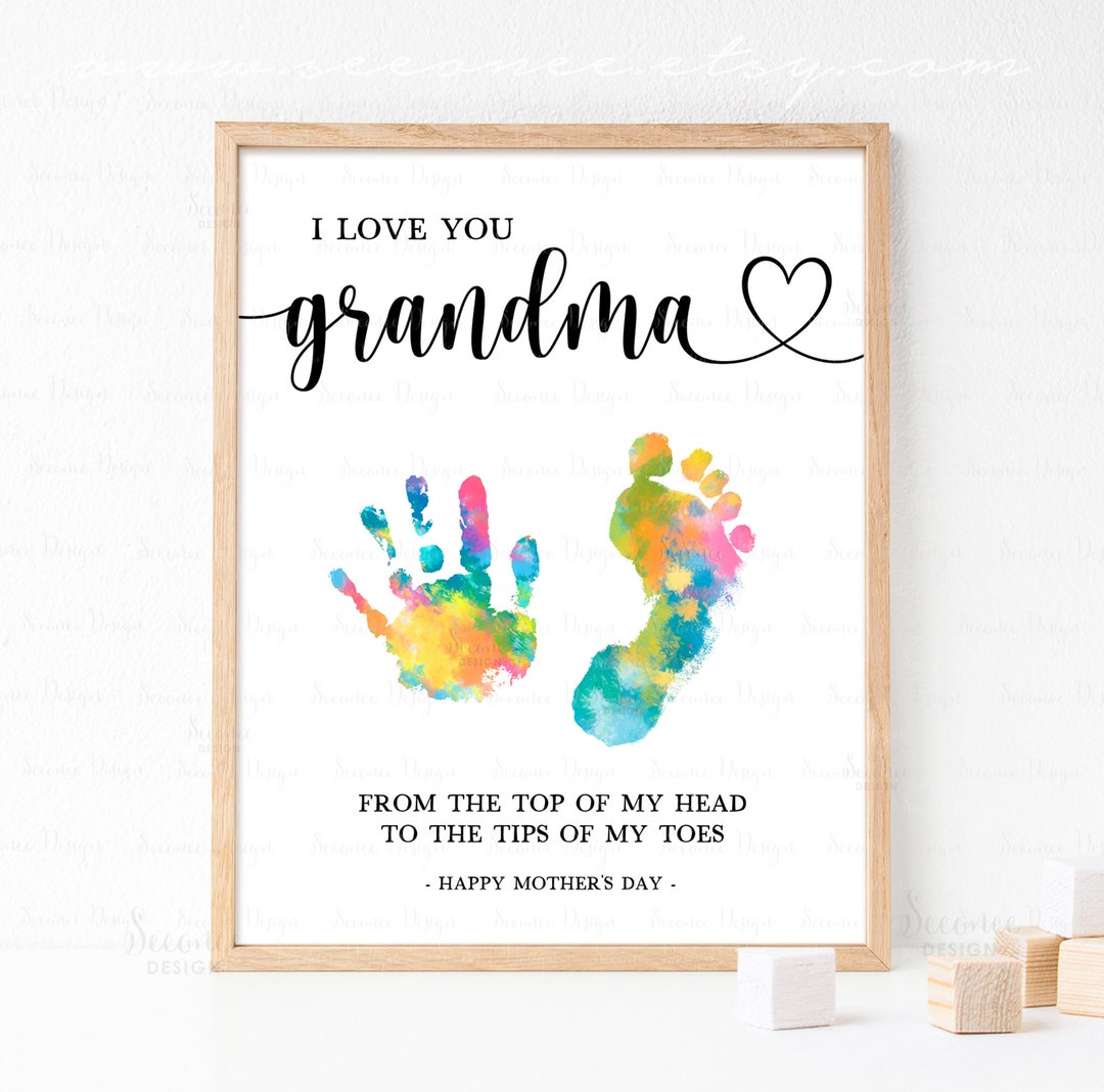 Mothers Day Grandma Handprint Footprint Craft Gift Printable, Mother's ...