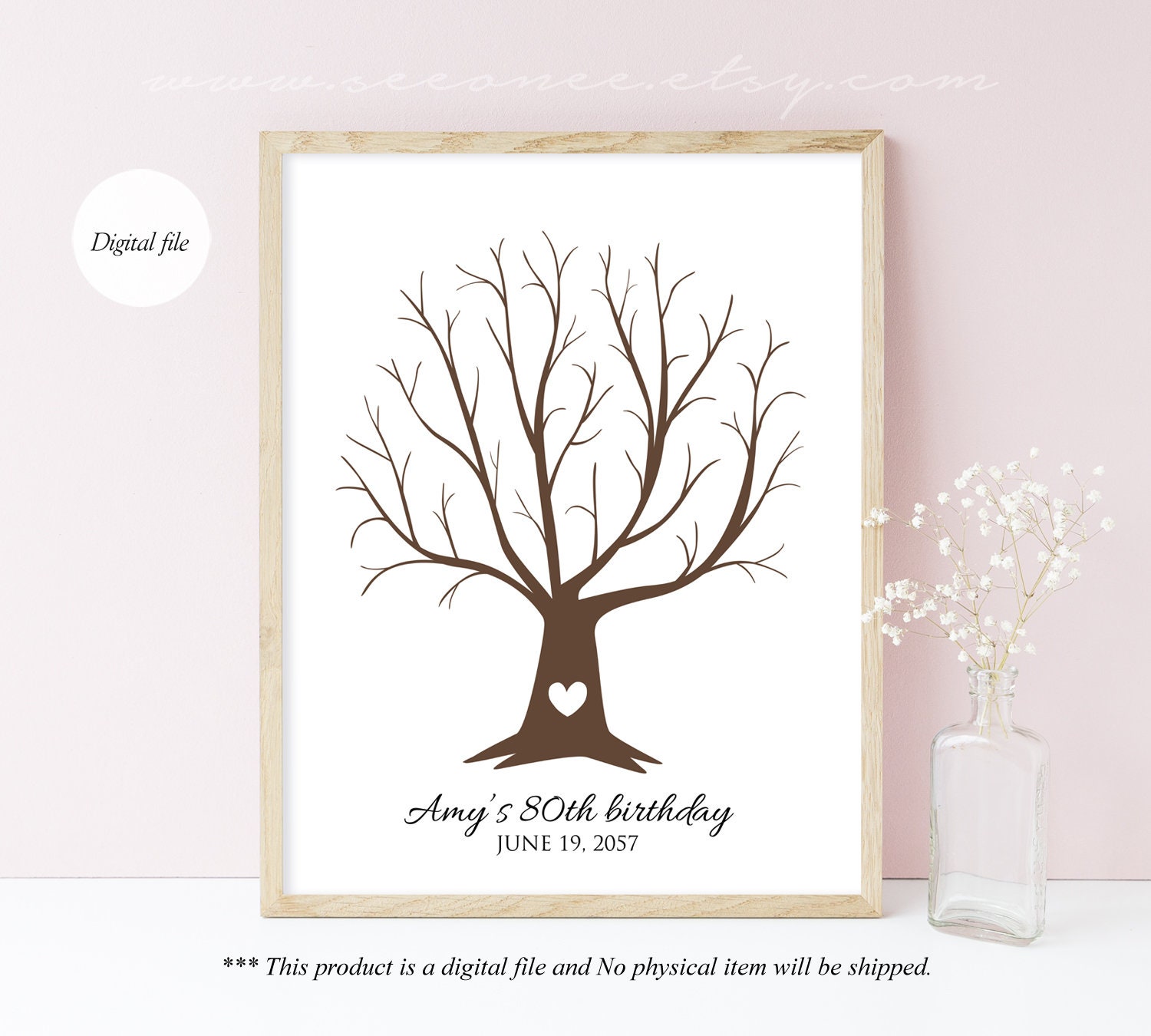 Fingerprint Tree Guestbook for Wedding, Baby Shower, Birthday, Teacher ...