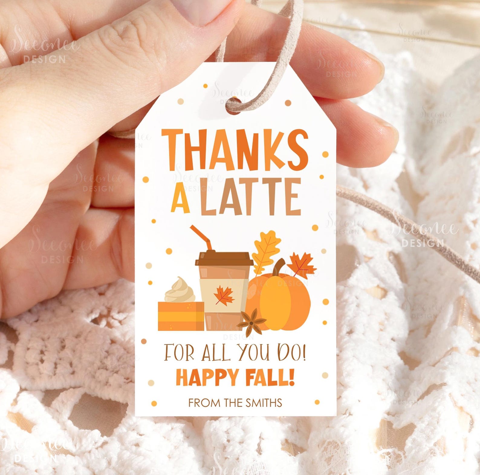 Thanks A Latte for All You Do Gift Tag Printable Happy Fall Coffee ...