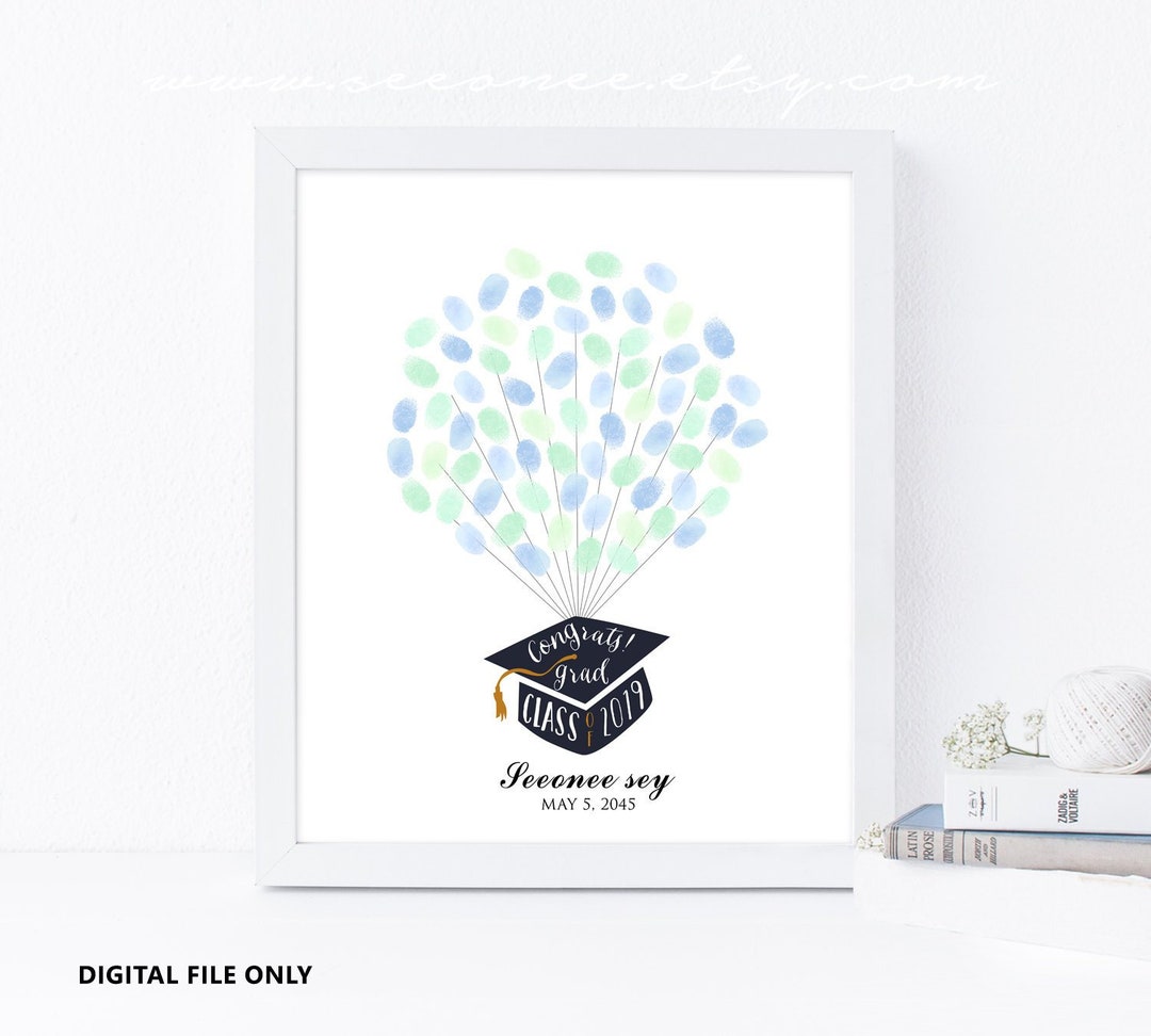 Fingerprint Guestbook Graduation Cap Gift Thumbprint - Etsy