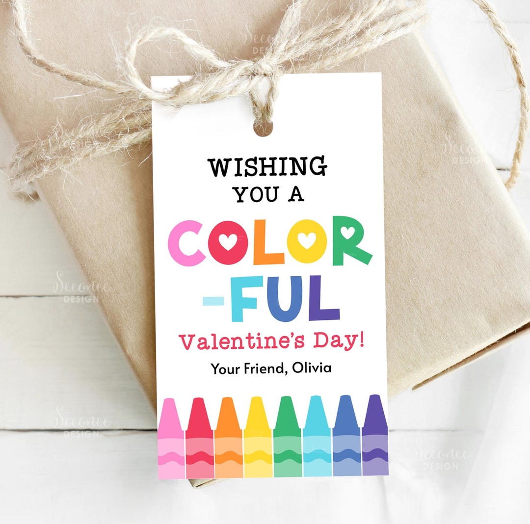 Wishing You A Colorful Valentine's Day Tag Printable Happy Valentines ...