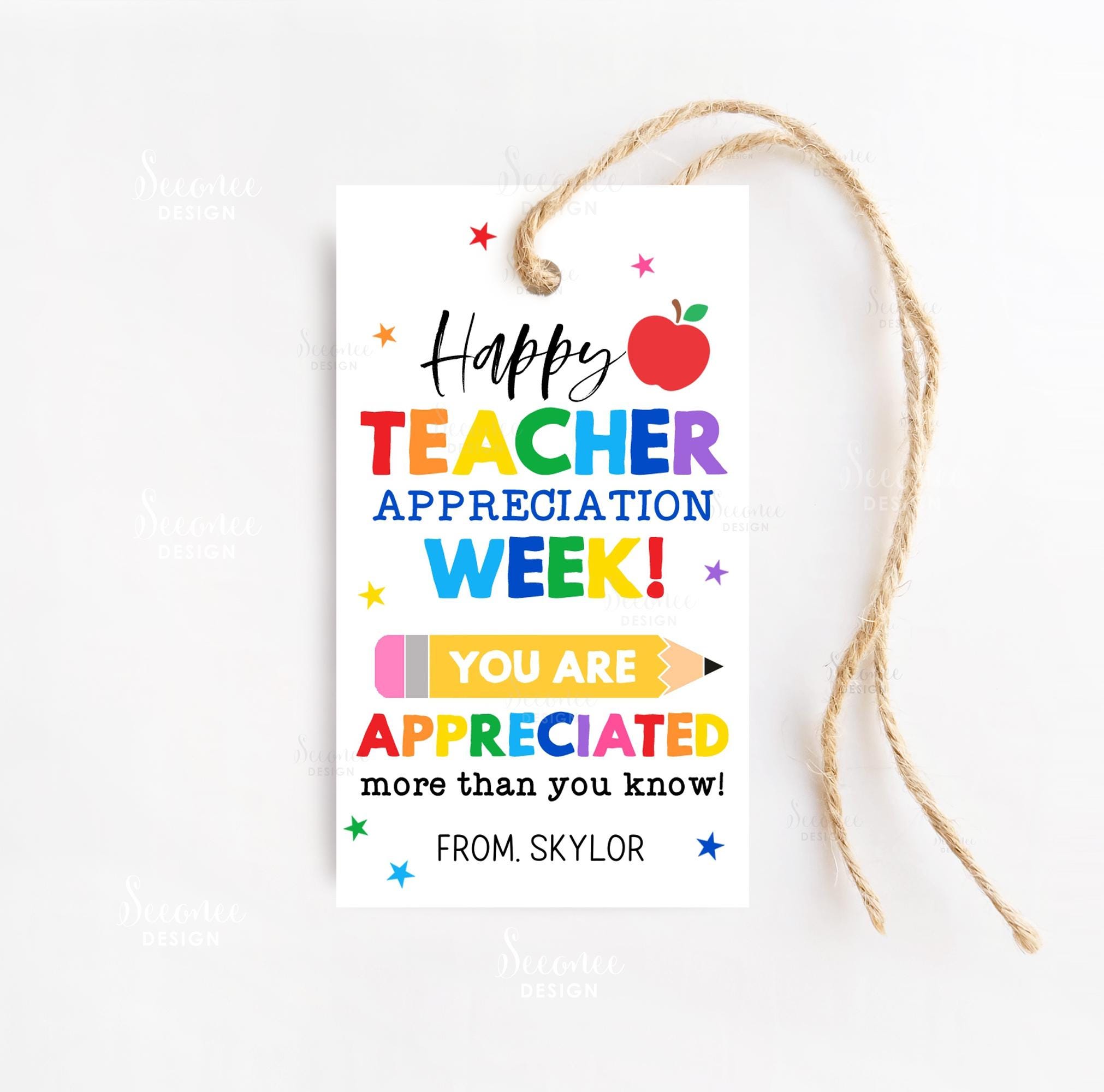 Teacher Appreciation Week Gift Tag Printable Teacher Appreciation ...