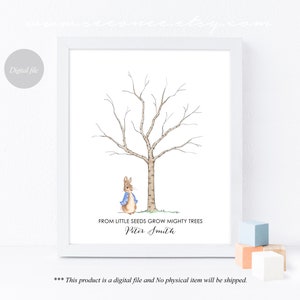 Rabbit Baby Shower Guest Book, Peter Rabbit Fingerprint Tree Guestbook ...