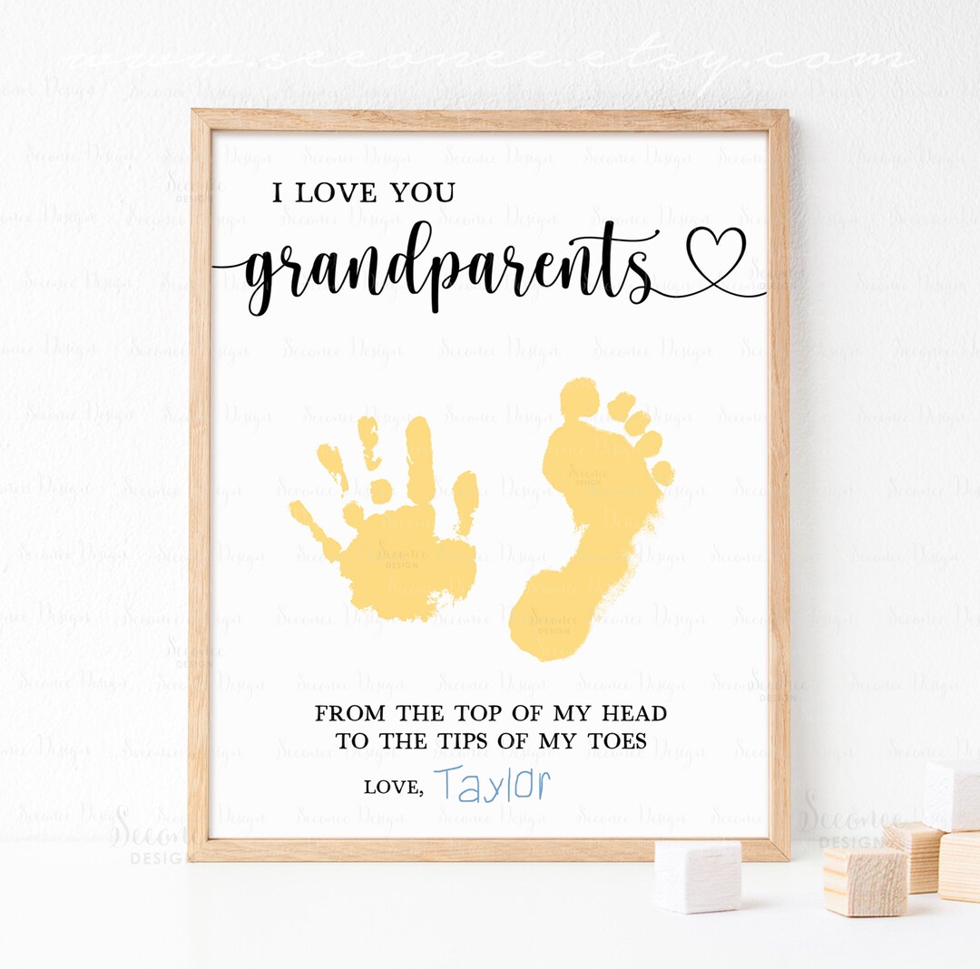 Grandparents Day Handprint Footprint Craft Gift Printable Granfparents ...
