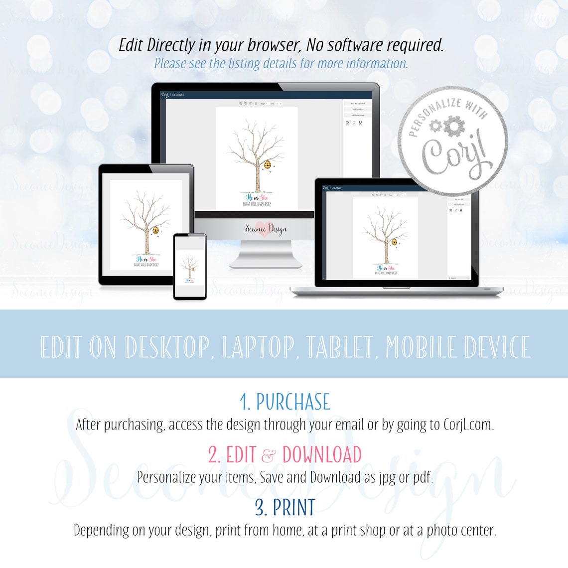 INSTANT DOWNLOAD Editable Beehive Gender Reveal Fingerprint | Etsy