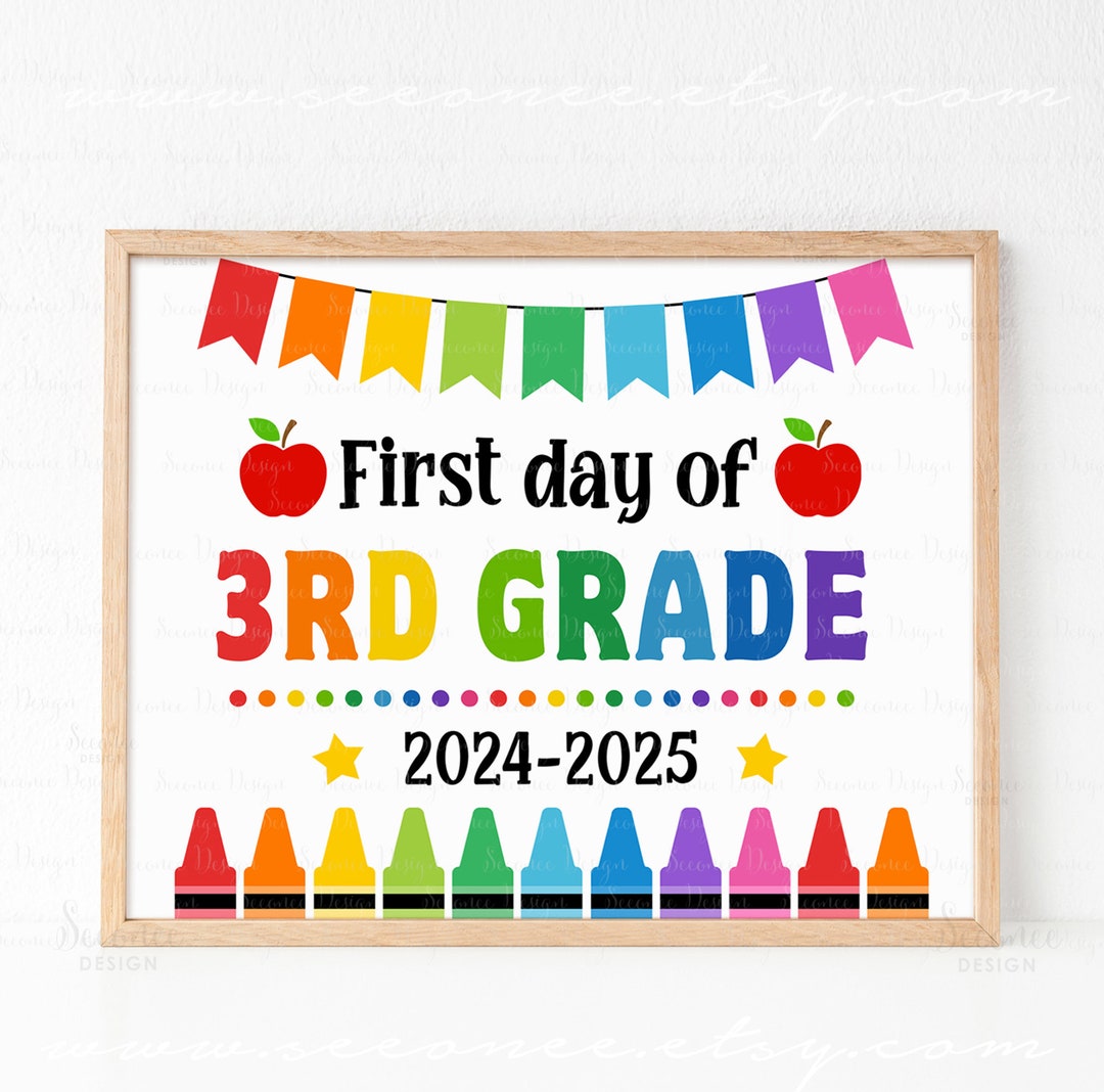 First Day of 3rd Grade Sign Printable, First Day of Third Grade Sign ...