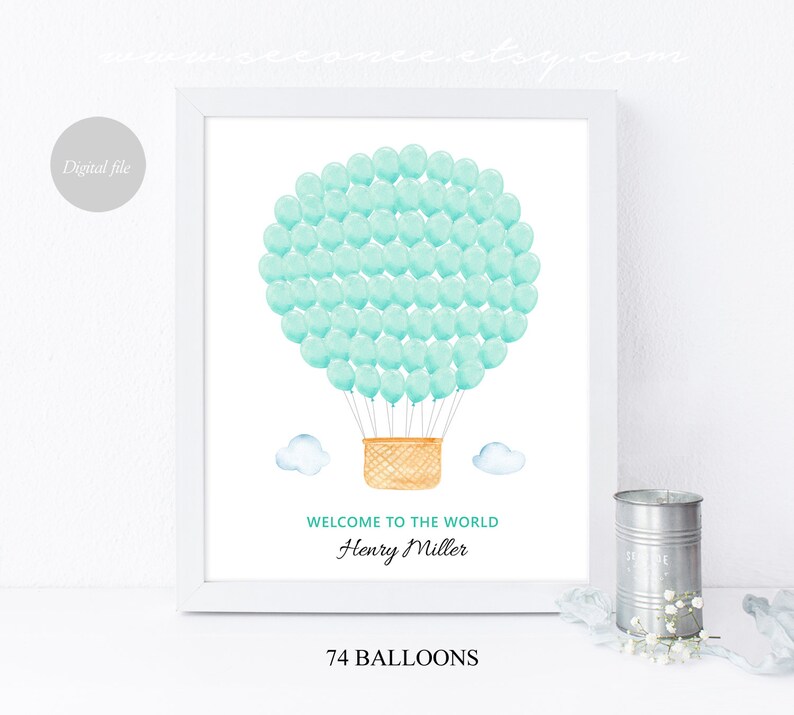 Hot Air Balloon Guestbook, Sign in Guestbook, Sign in Poster, Baby ...