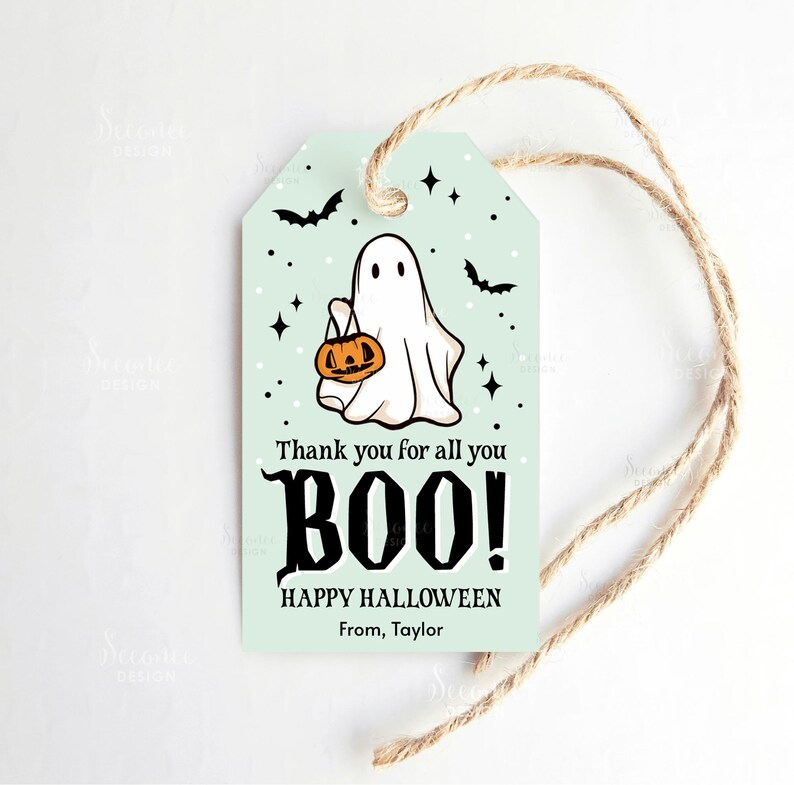 Thank You for All You Boo Tag, Printable Halloween Thank You Tag ...