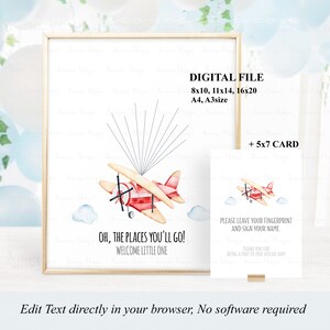 INSTANT DOWNLOAD Editable Red Airplane Baby Shower Thumbprint Guestbook ...
