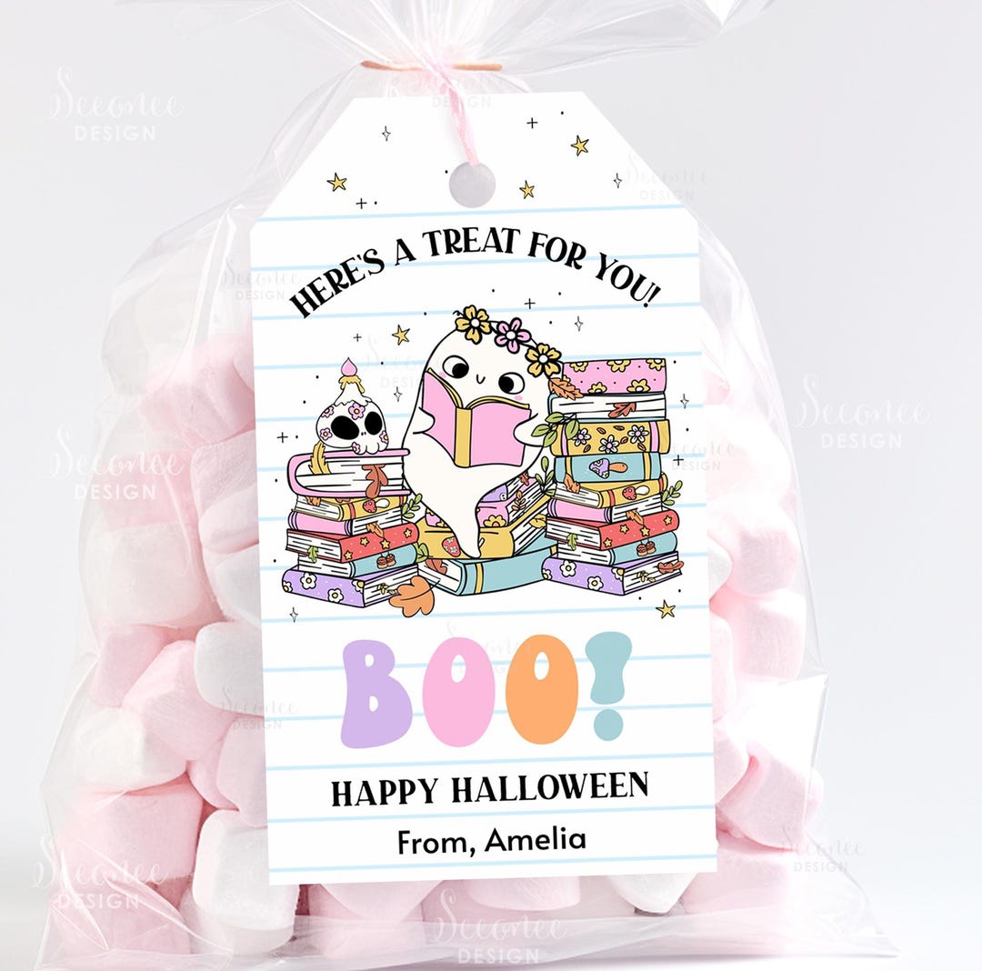 Halloween Gift Tag Printable Trick or Treat Tag Boo Halloween Favor Tag ...
