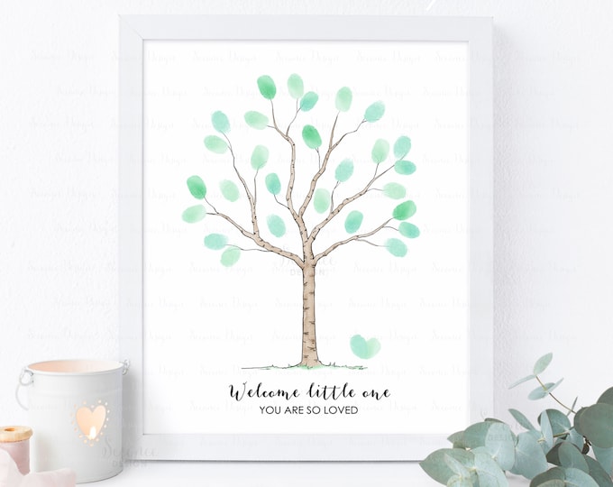 Fingerprint Family Tree, Printable Instant Download, Anniversary, Guest ...
