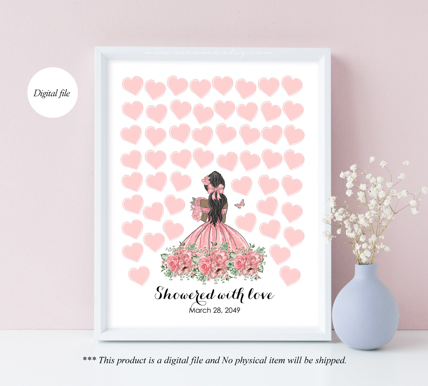 Hearts Signature Poster Guestbook Bridal Shower Gift Hen - Etsy