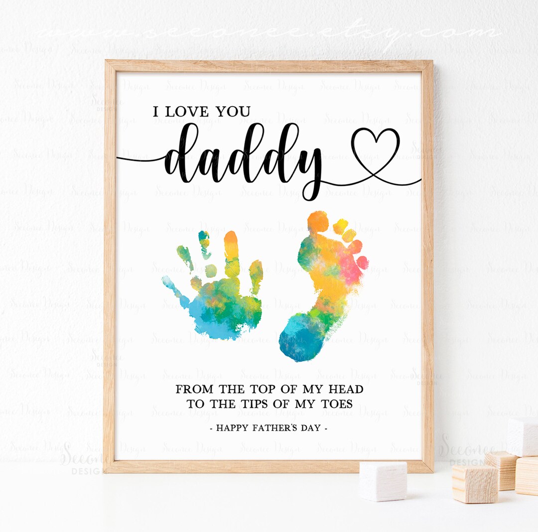 Fathers Day Handprint Footprint Art Craft, Fathers Day Gift for Daddy ...