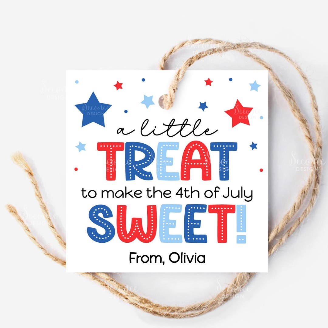 4th of July Gift Tag Printable, Fourth of July Tags Favor Label ...