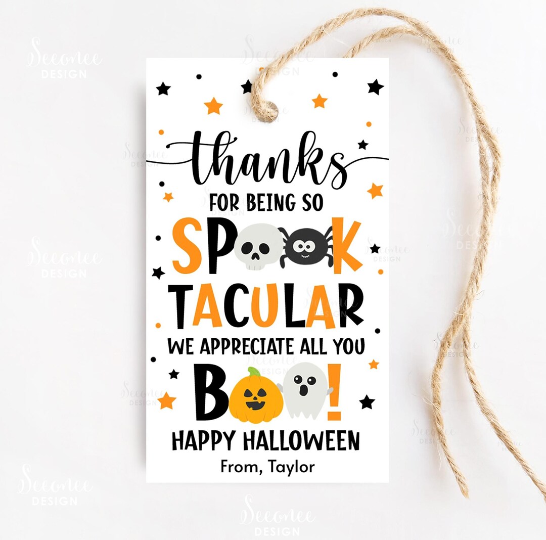 Printable Spooktacular Halloween Favor Tags Halloween Appreciation Gift ...