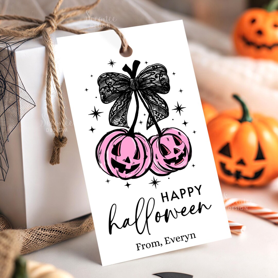 Happy Halloween Gift Tag Printable Template, Halloween Treat Bag Tags ...
