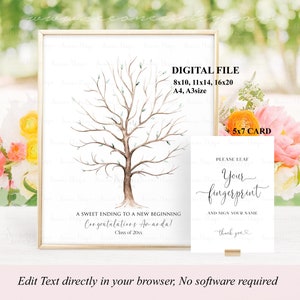 INSTANT DOWNLOAD Editable Graduation Celebration Party Fingerprint Tree ...