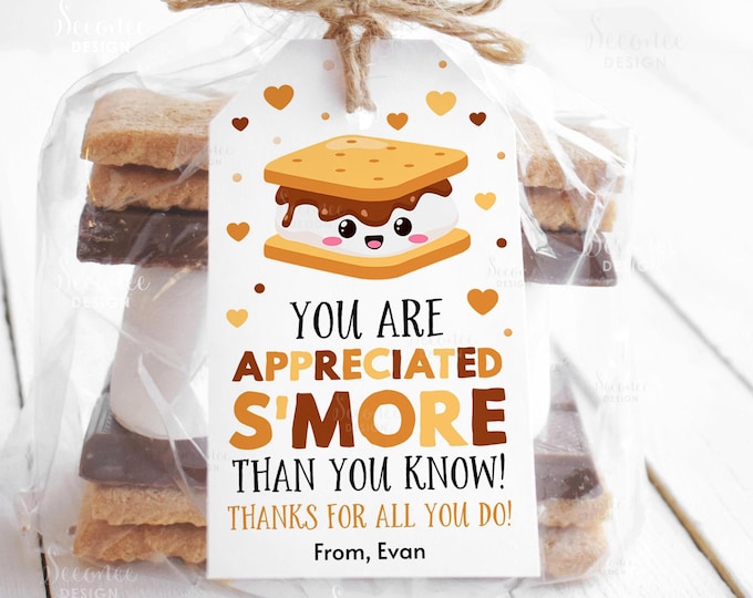 Smore Appreciation Gift Tags, Teacher Tags, Teacher Thank You Tag ...