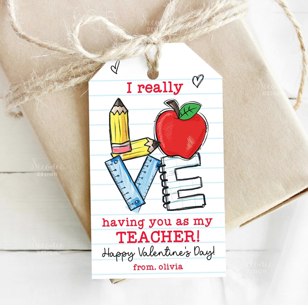 Teacher Valentine Gift Tag Printable I Really Love Having You as My ...
