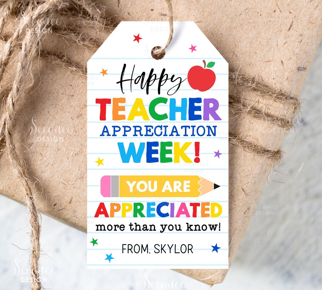 Teacher Appreciation Week Gift Tags Thank You Teacher Gift Tag School ...