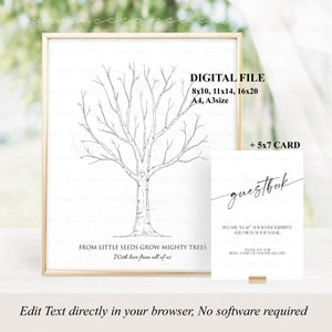 INSTANT DOWNLOAD Editable Anniversary Fingerprint Tree Guestbook ...