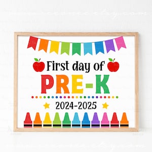 First Day of Pre-k Sign Printable, Back to School Pre-k Sign, First Day ...
