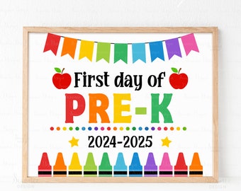 Printable First Day of Pre-k Sign Back to School Photo Prop Digital ...