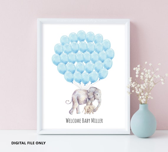 Elephant Signature Guestbook Sign in Poster Sign in Balloon | Etsy