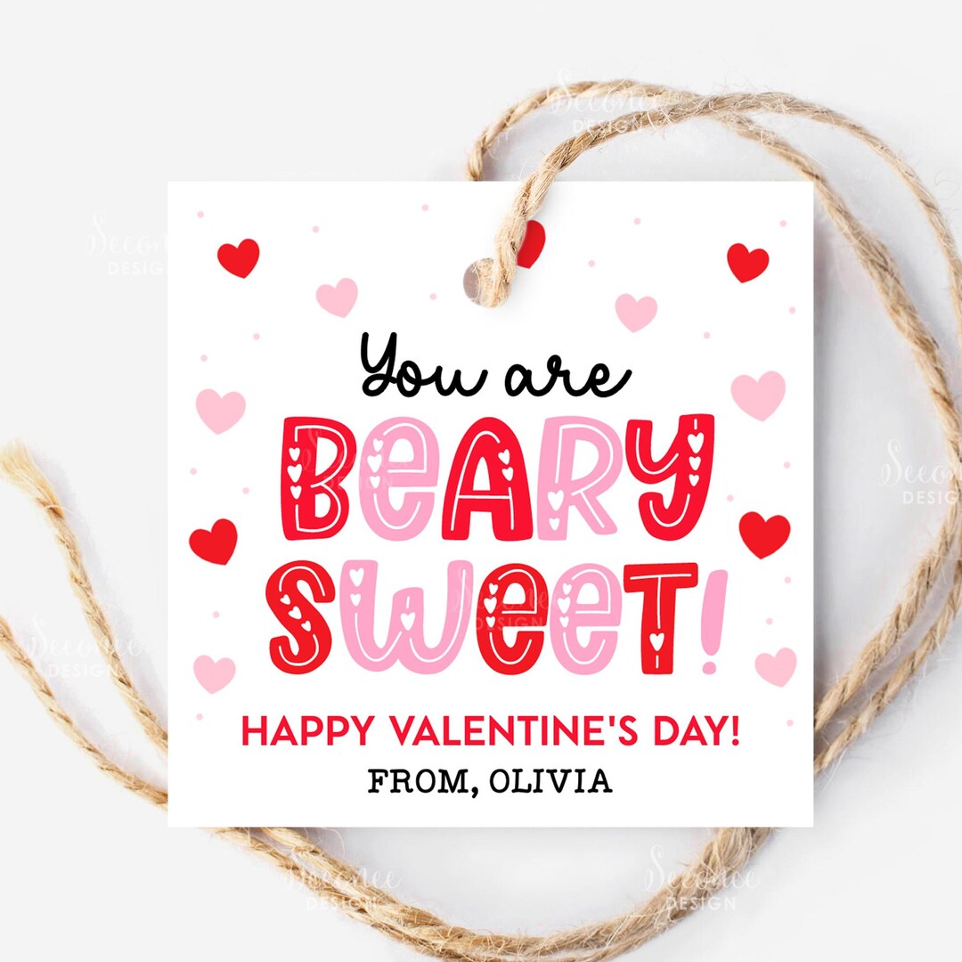 Gummy Bear Valentines Gift Tag Template, Valentine You Are Beary Sweet ...