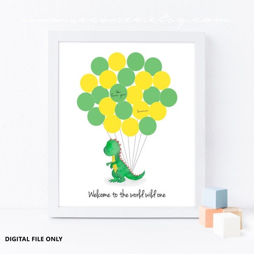 Dinosaur Signature Guestbook Alternative Dino Theme Birthday - Etsy