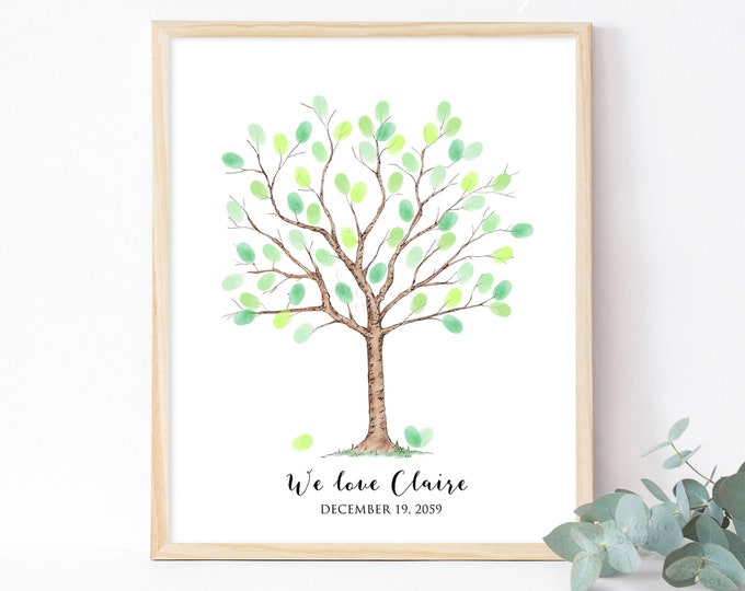 Fingerprint Family Tree, Printable Instant Download, Anniversary, Guest ...
