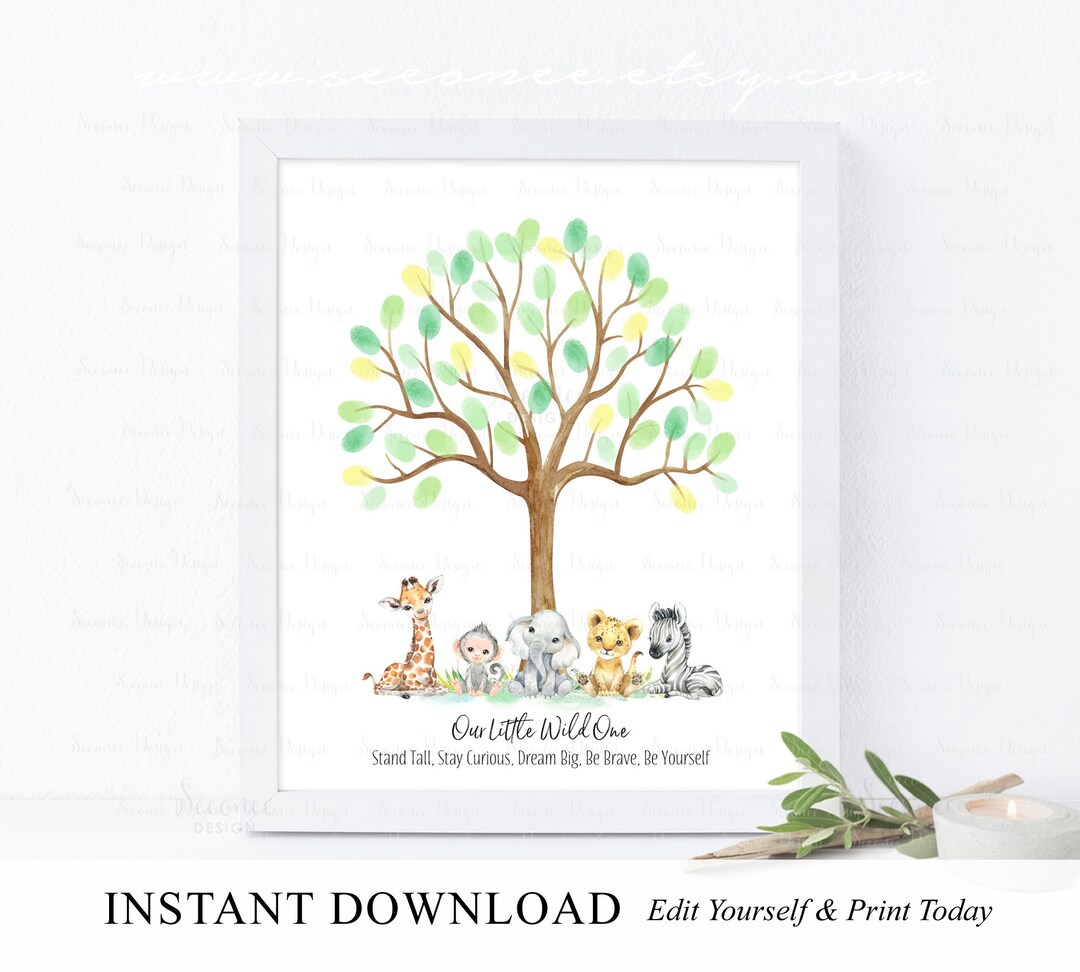 INSTANT DOWNLOAD Editable Safari Animals Fingerprint - Etsy