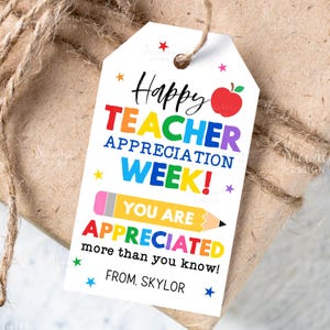 Teacher Appreciation Week Gift Tag Printable Teacher Appreciation ...