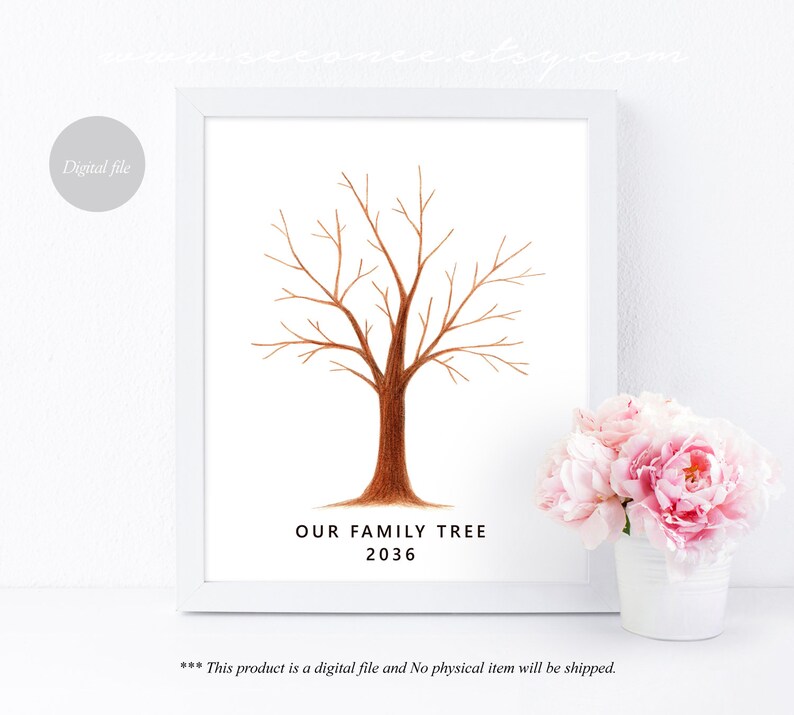 Fingerprint tree guestbook Thumbprint tree guest book Family | Etsy