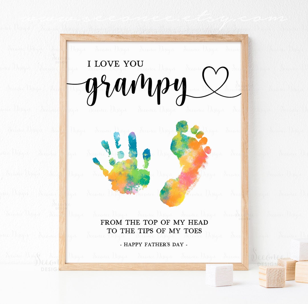 Grampy Fathers Day Handprint Footprint Art Craft Gift, Fathers Day Gift ...