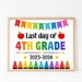 Last Day of 4th Grade Sign, Last Day of Fourth Grade Sign, Last Day of ...
