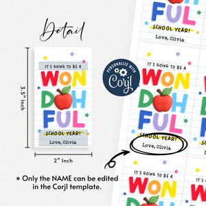 Wondohful School Year Gift Tag Printable First Day of School Clay Favor ...