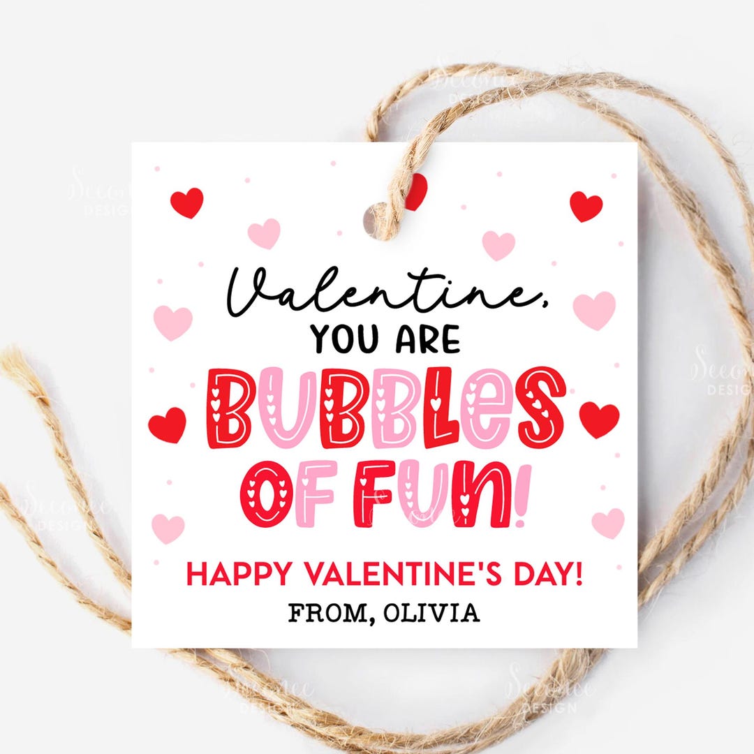 Bubbles Valentine Tag Template, Kids Bubble Valentines Card, Bubbles of ...
