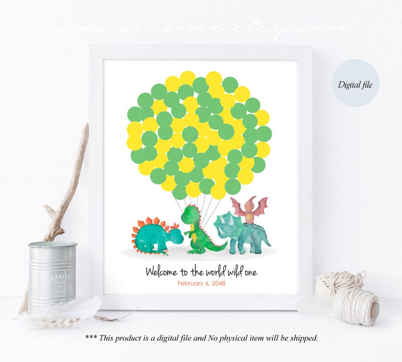 Dinosaur signature guestbook alternative Dino theme Birthday | Etsy