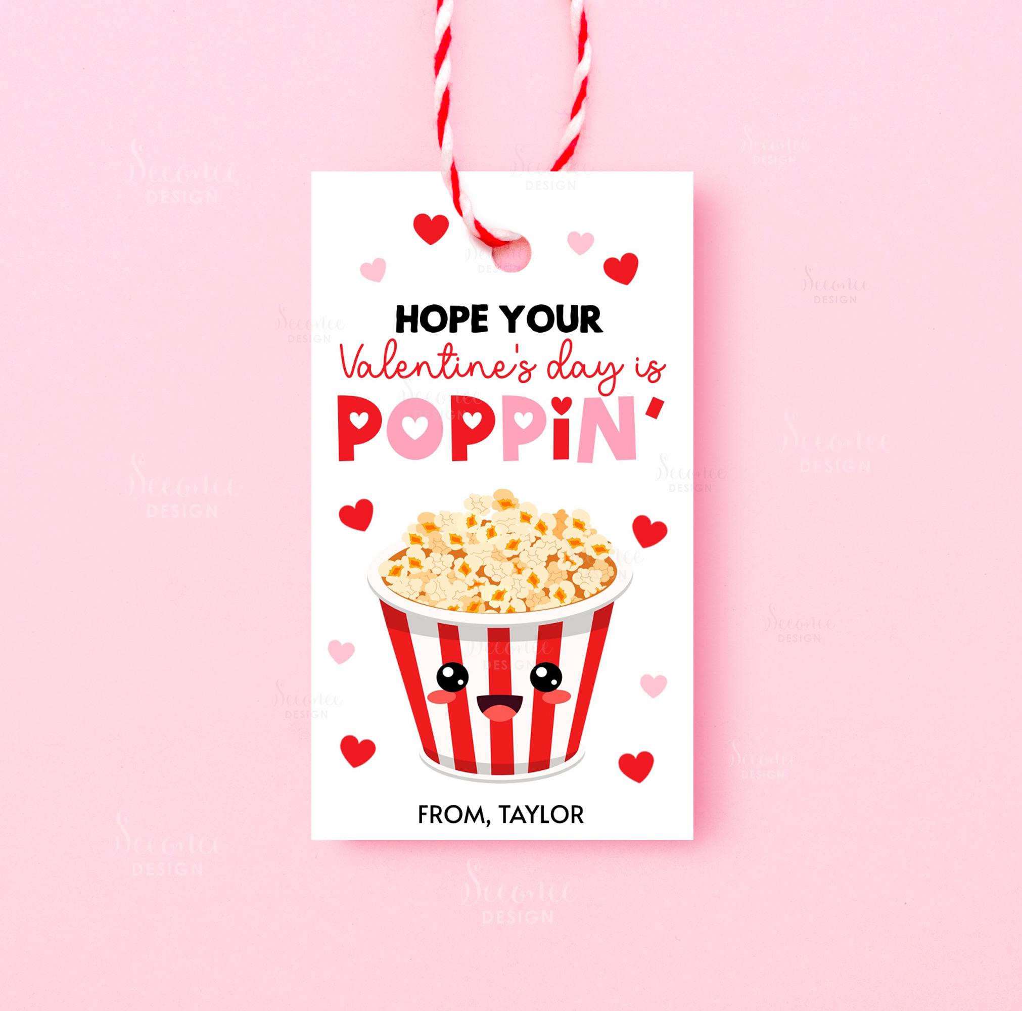 Popcorn Valentines Gift Tag Printable Hope Your Valentine's Day is ...