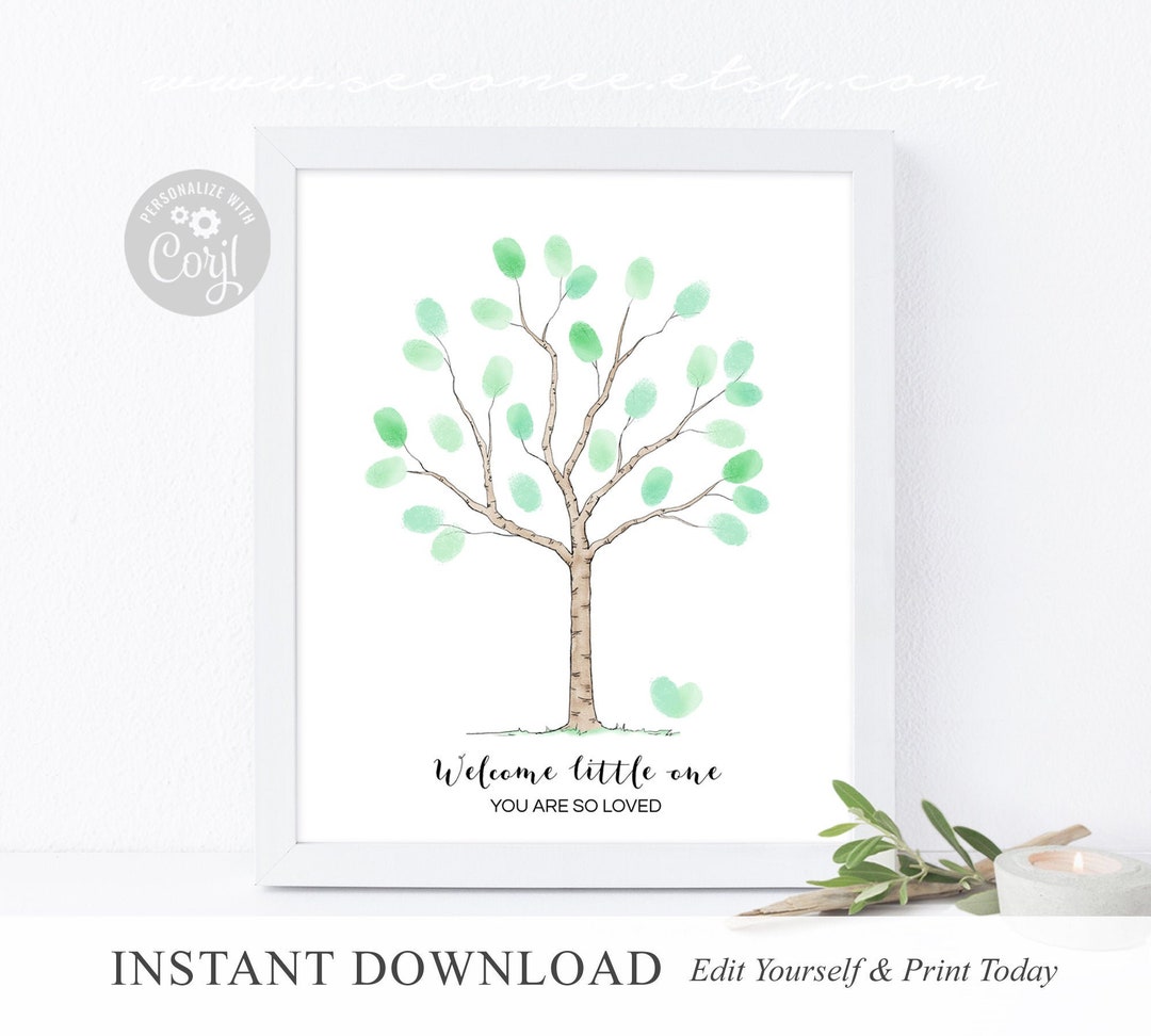 INSTANT DOWNLOAD Editable Fingerprint Tree Guestbook - Etsy