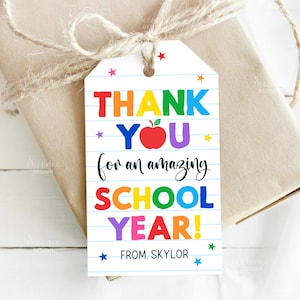 School Appreciation Gift Tags Thank You for an Amazing School Year Gift ...