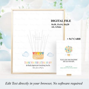 INSTANT DOWNLOAD Editable Hot Air Balloon Teacher Appreciation Gift ...