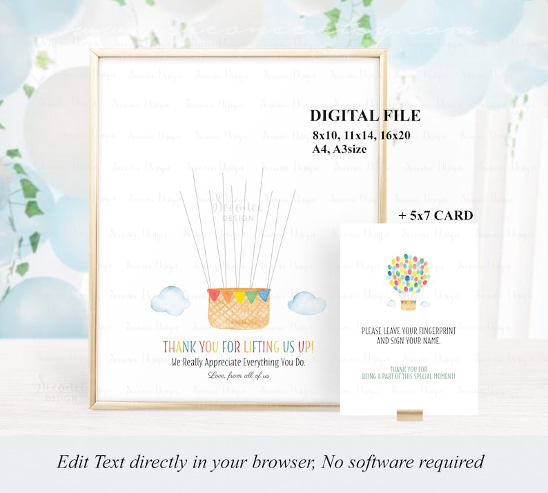 INSTANT DOWNLOAD Editable Hot Air Balloon Teacher Appreciation Gift ...