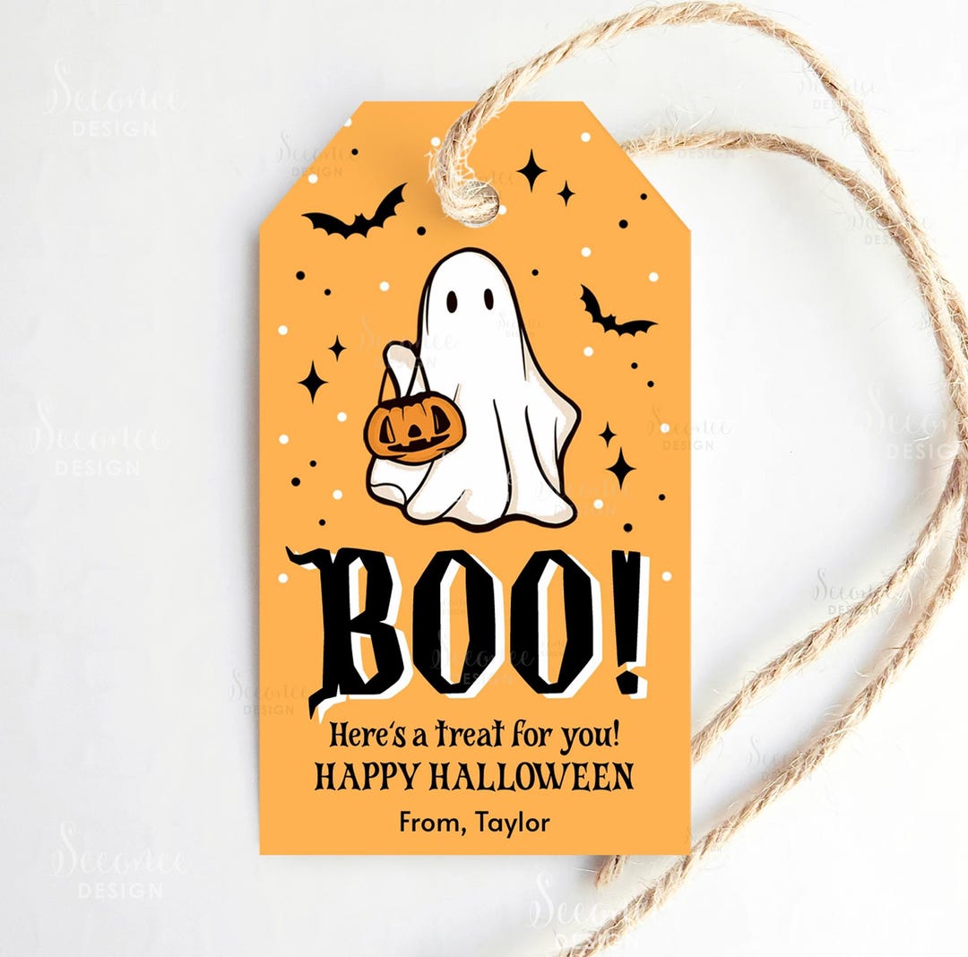 Editable Halloween Ghost Gift Tag Boo Here's A Treat for You Tag Trick ...