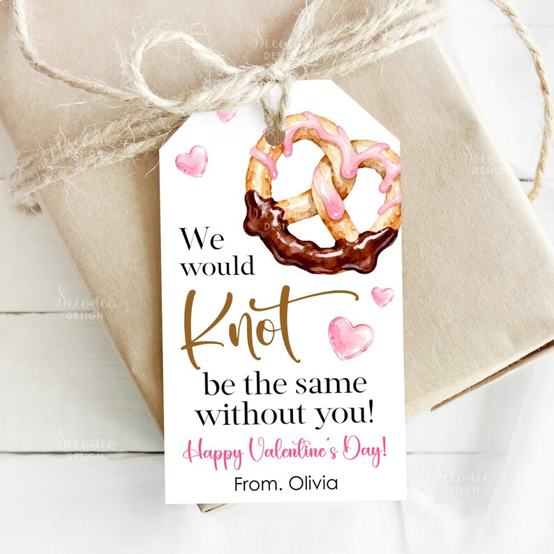 Valentine Knot Gift Tags Printable, Valentine's Day Pretzel Tag, School ...