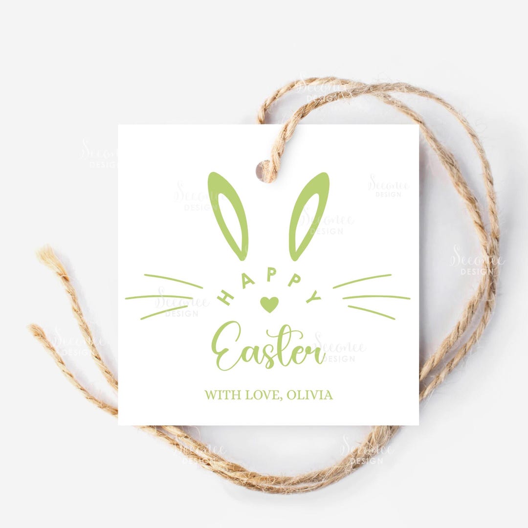 Green Easter Gift Tags Printable, Happy Easter Tag, Easter Basket Gift ...