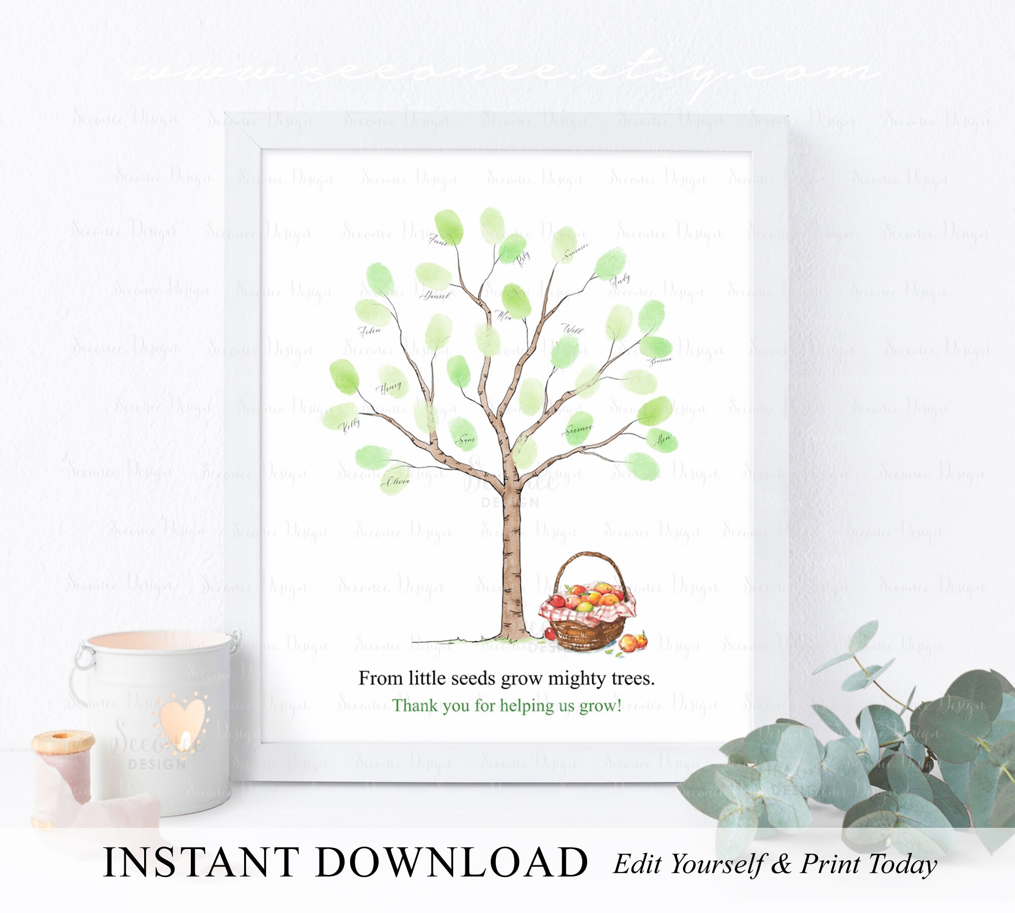 INSTANT DOWNLOAD Editable Apple Fingerprint Tree Teacher Appreciation ...