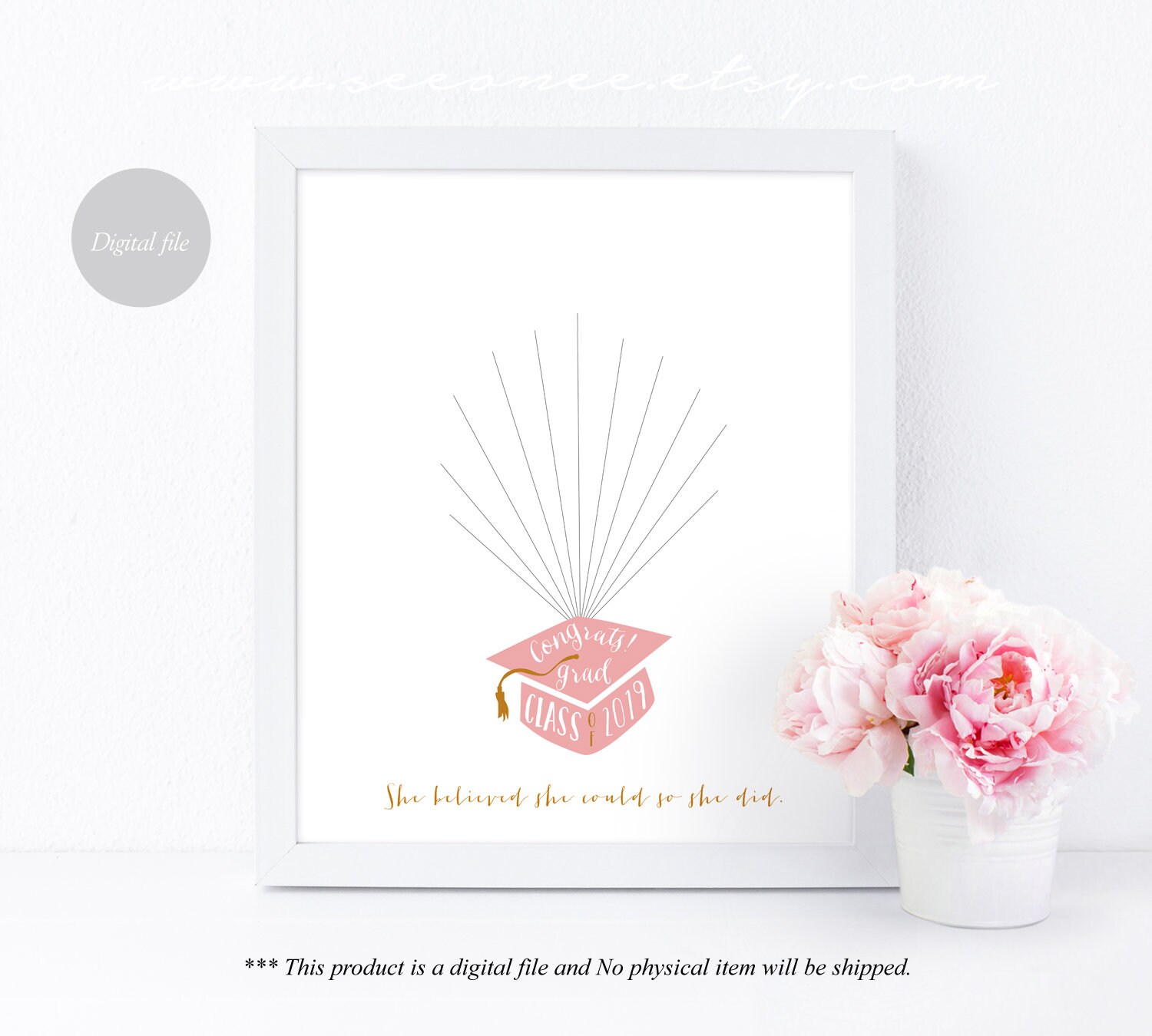Fingerprint Guestbook, Graduation Cap Gift Thumbprint Guestbook ...