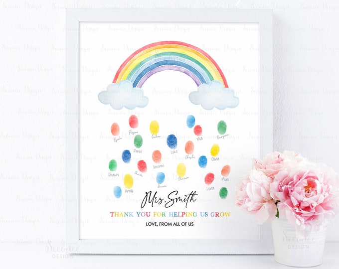 Teacher Appreciation Gift, Fingerprint Crafts, Teacher Thank You Gift ...